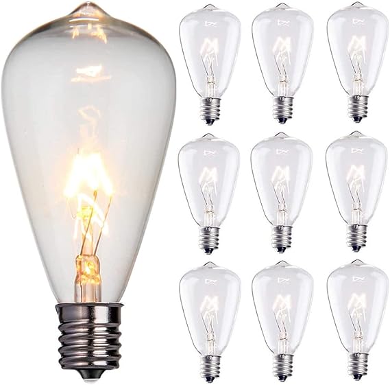 Dr.BeTree 10-Pack ST38 Light Bulbs Replacement Edison Clear Bulbs -7 Watts C7/E12 Screw Base for ...