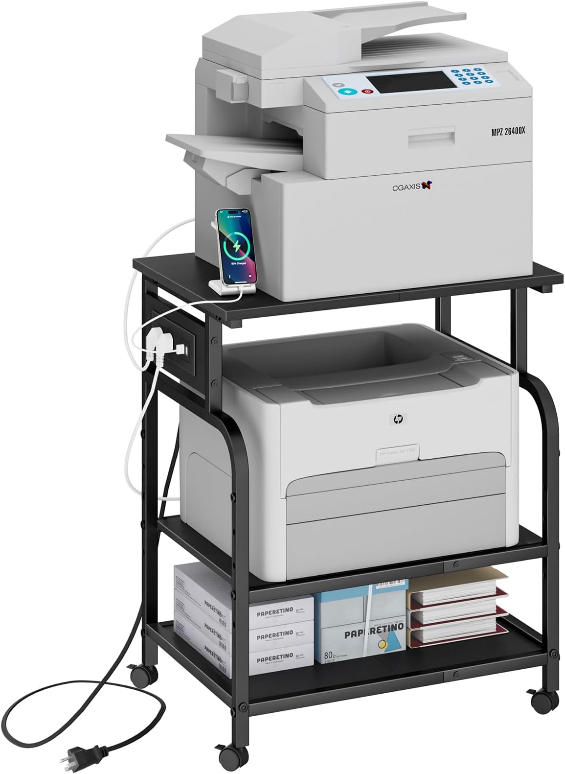 Amazon.com: YAOHUOO 3 Tier Large Printer Stand with Power Outlet/USB ...