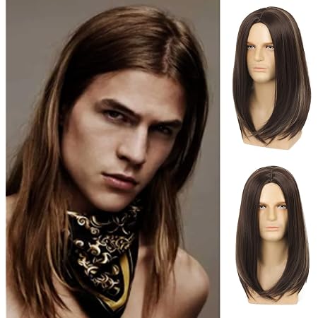 Amazon.com : REEWES Mens Wig Long Men Wigs Wig Curly Wave Layered Hair ...