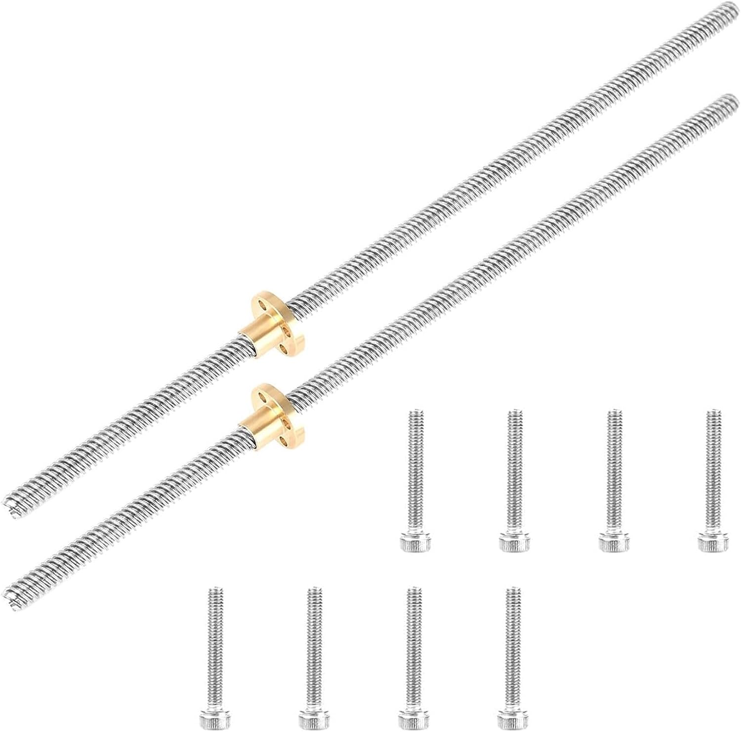 T8 Threaded Spindle Pack of 2 8 mm Trapezoidal Thread Spindle with Nut ...