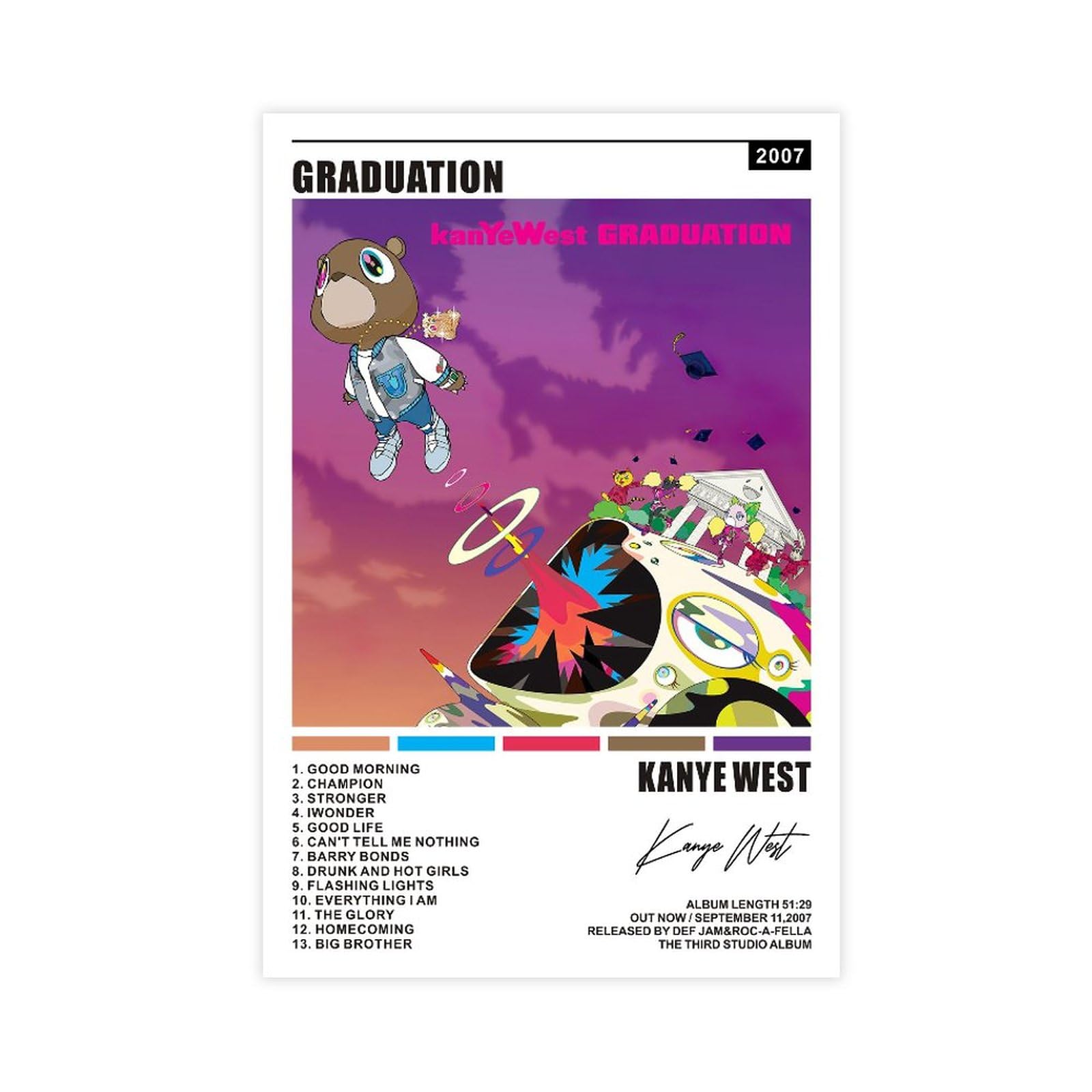 Amazon.com: suffcind Music Poster Kanye Poster West Graduation Album ...