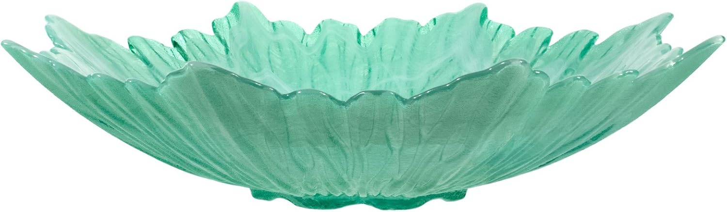 Amazon.com | Colorful Recycled Art Glass Large Jade Green Splash Bowl ...