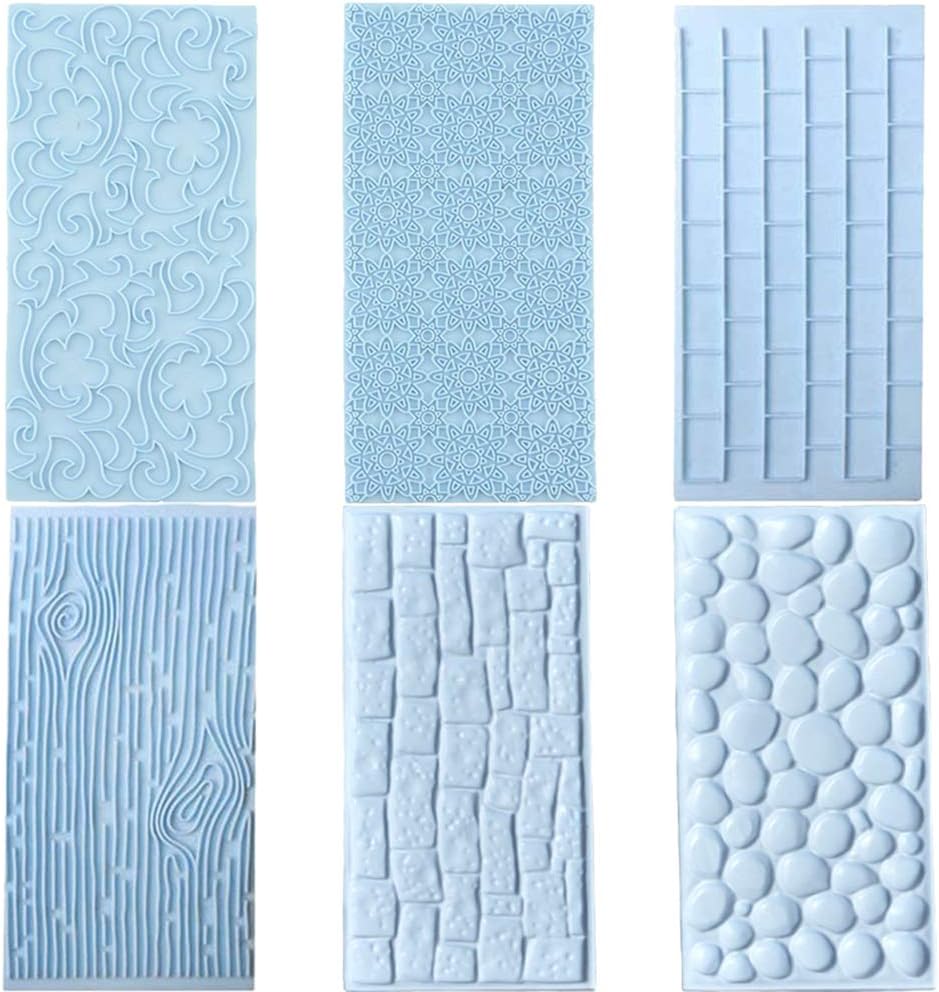 Amazon.com: 6 Pcs Fondant Impression Texture Mat Mold Set, Light Blue ...
