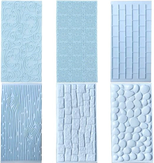 Amazon.com: 6 Pcs Fondant Impression Texture Mat Mold Set, Light Blue ...