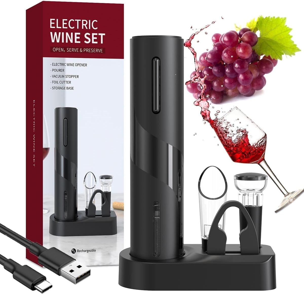 NICLY Sacacorchos Eléctrico de Vino 6 en 1, Destapador Eléctrico ...