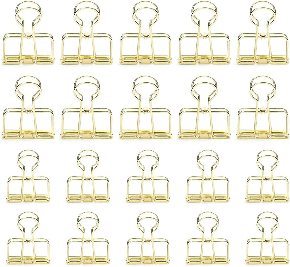 Amazon.com : 20 Pieces Gold Wire Binder Clips Assorted Sizes Stainless ...