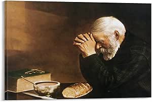 Amazon.com: Daily Bread Man Praying at Diner Table Grace Reliable Wall ...