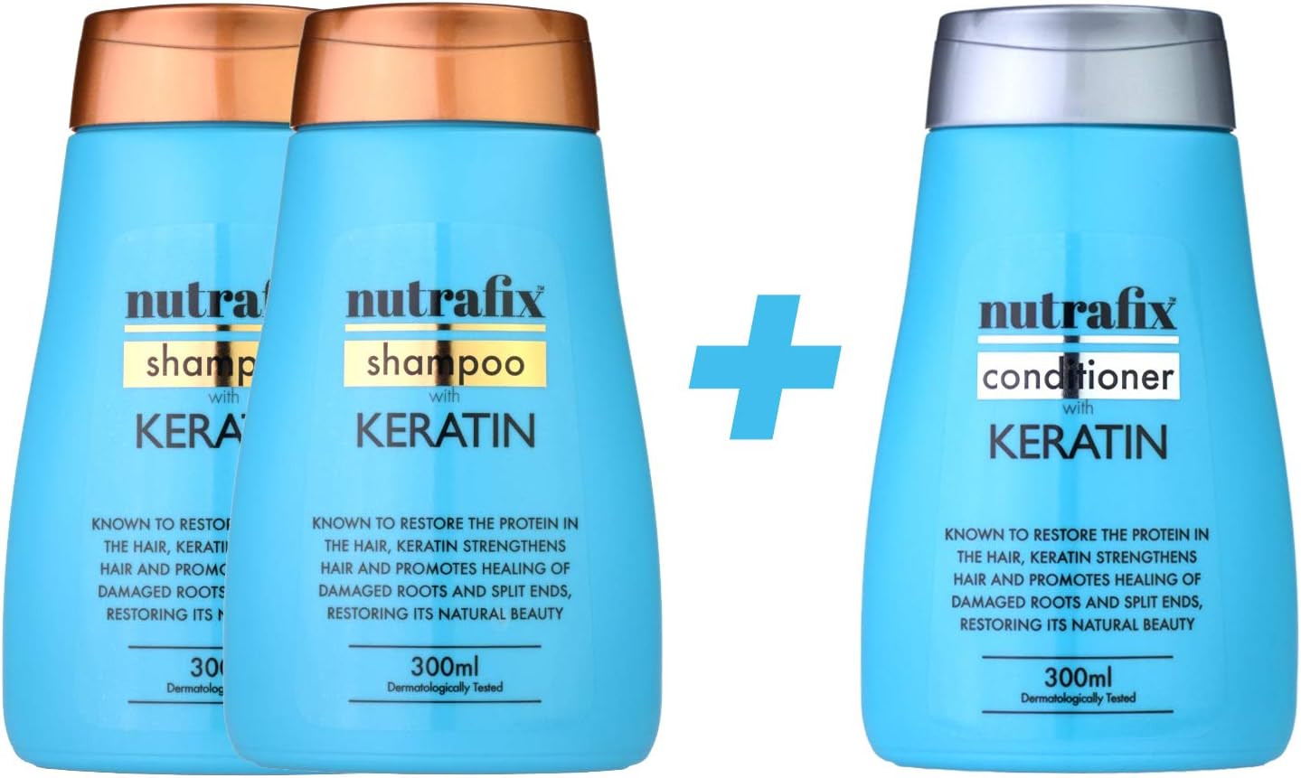 Nutrafix Keratin 2x Shampoo & 1 Conditioner (300ml) : Amazon.co.uk: Beauty