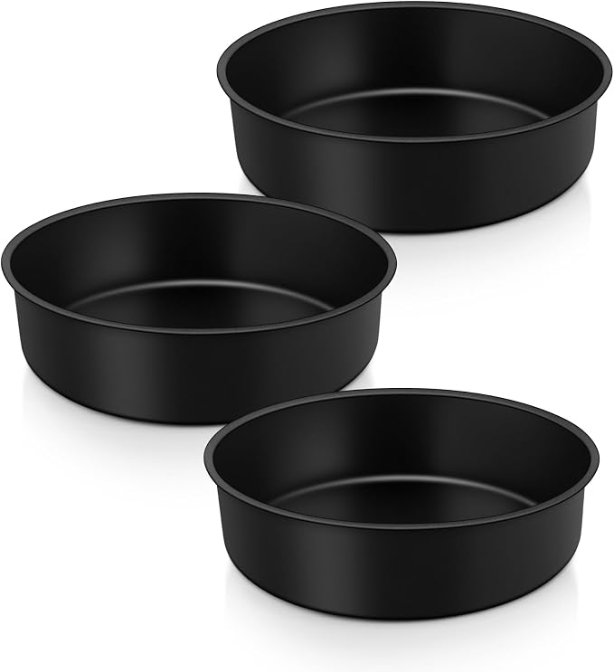 Herogo 6 Inch Cake Tin Set of 3, Non-Stick Stainless Steel Round Cake ...