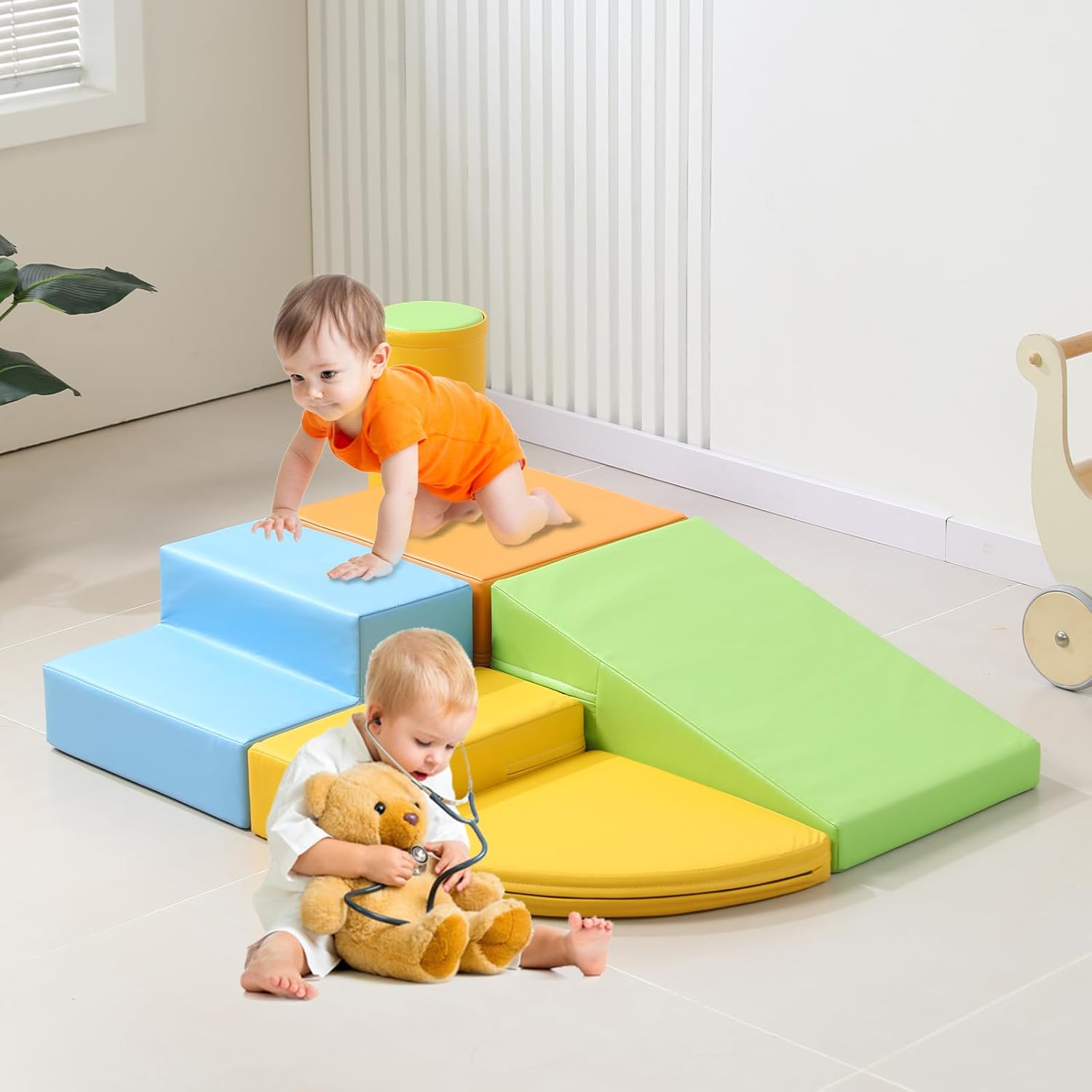 Amazon.com: Baotree 6-Piece Soft PU Leather Toddlers Climbing Toys ...