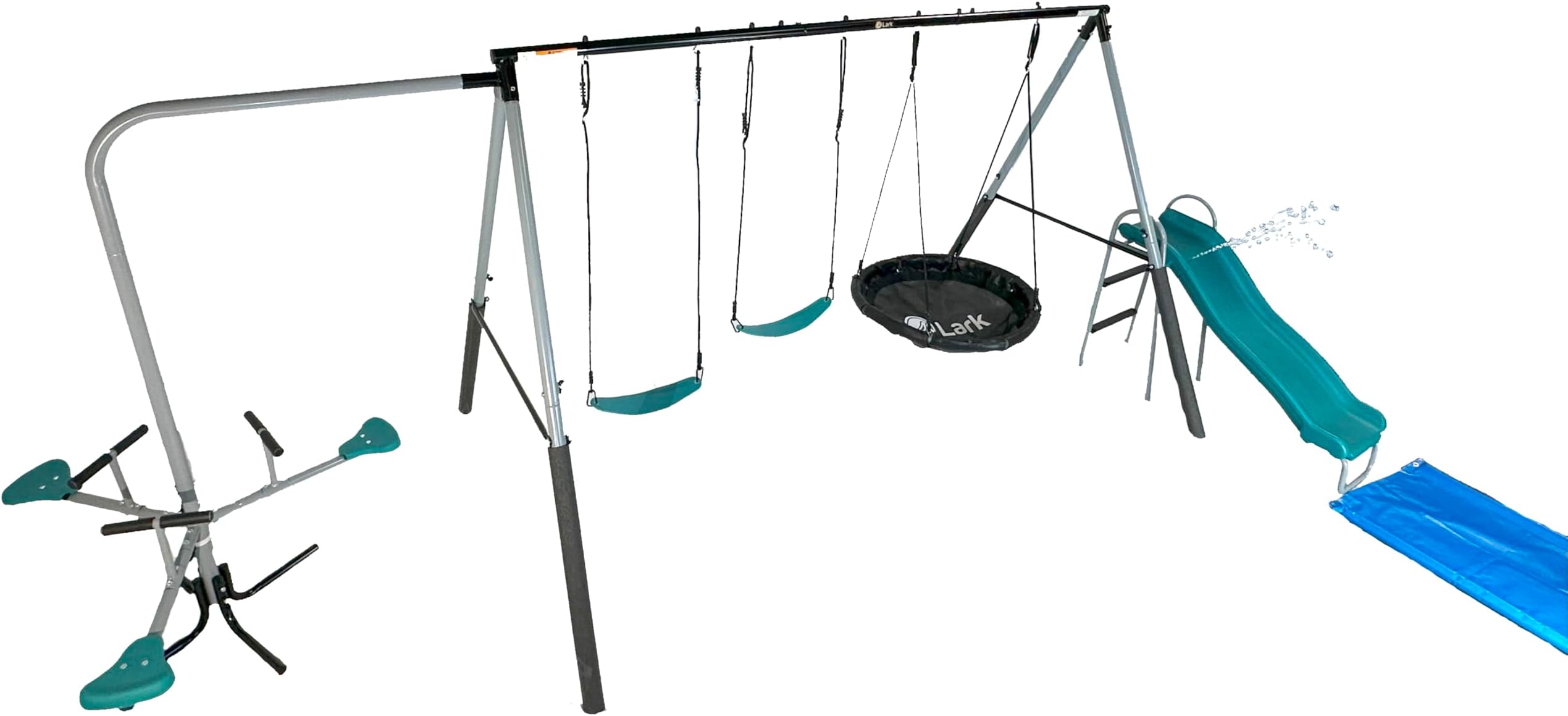 Amazon.com: Lark Madison 8-Child Swing Set Wavy Water Slide & 6 Ft ...