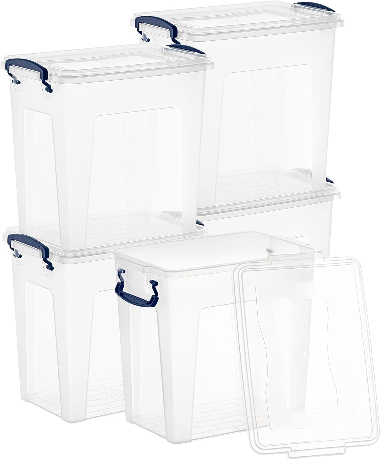 Superio Cajas de almacenamiento transparentes con tapas, 20 cuartos de ...