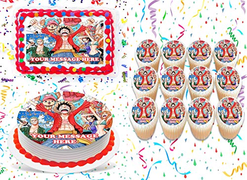 Print And Cut ONE PIECE Cake 12 Cupcake Toppers Instant, 60% OFF