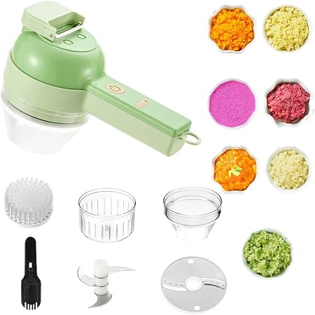 Amazon.com: 4 in 1 Portable Electric Vegetable Cutter Set Mini Food ...