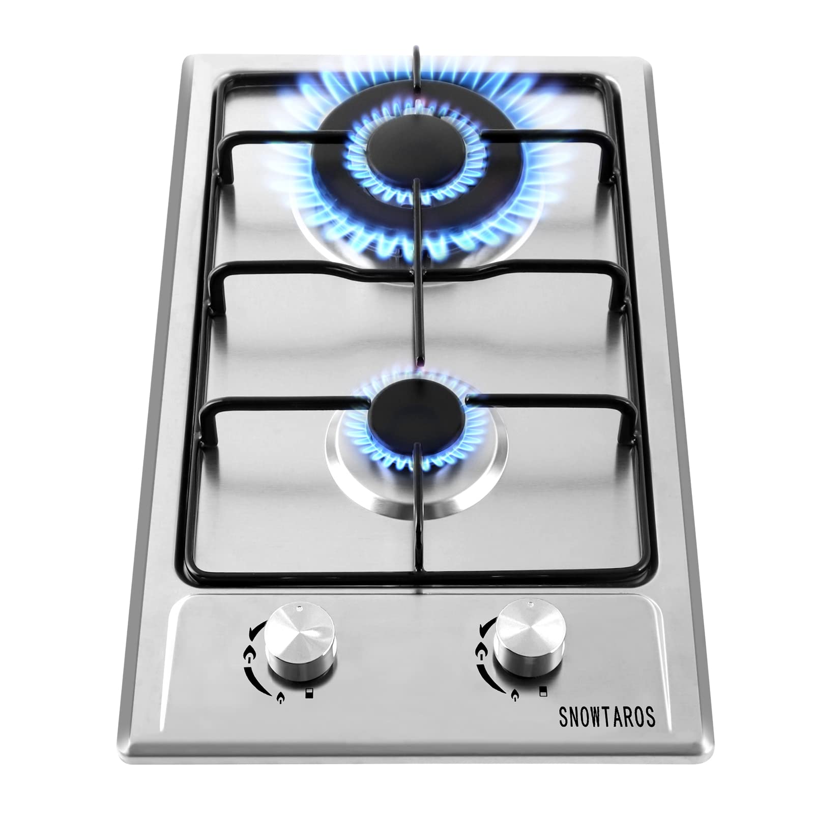 Snowtaros Gas Cooktop 2 Burners, 12"x20" Gas Stove for LPG/NG Dual Fuel ...
