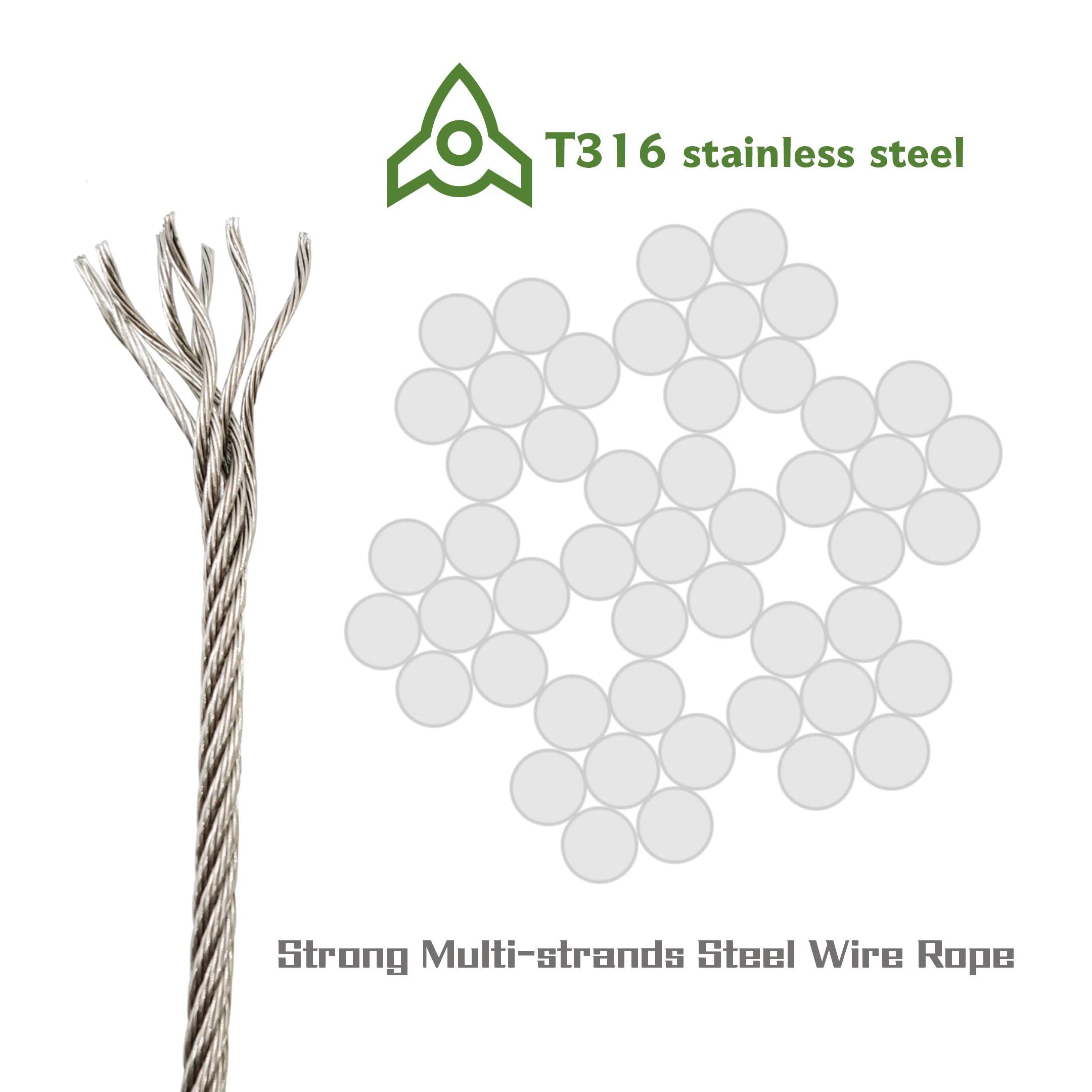 Snapklik.com : 1000FT 1/8" T316 Stainless Steel Wire, Stainless Steel ...