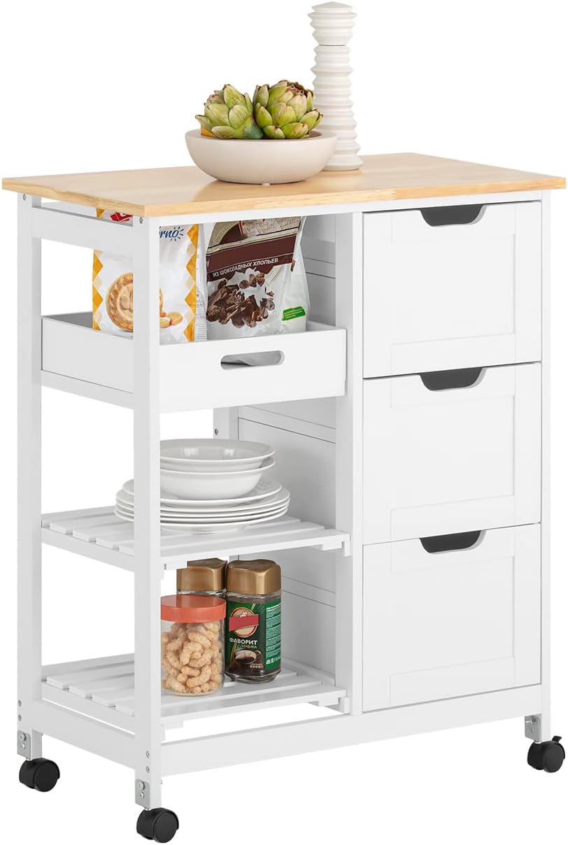 SoBuy Kitchen Serving Cart with 3 Drawers and Removable Tray,Kitchen ...