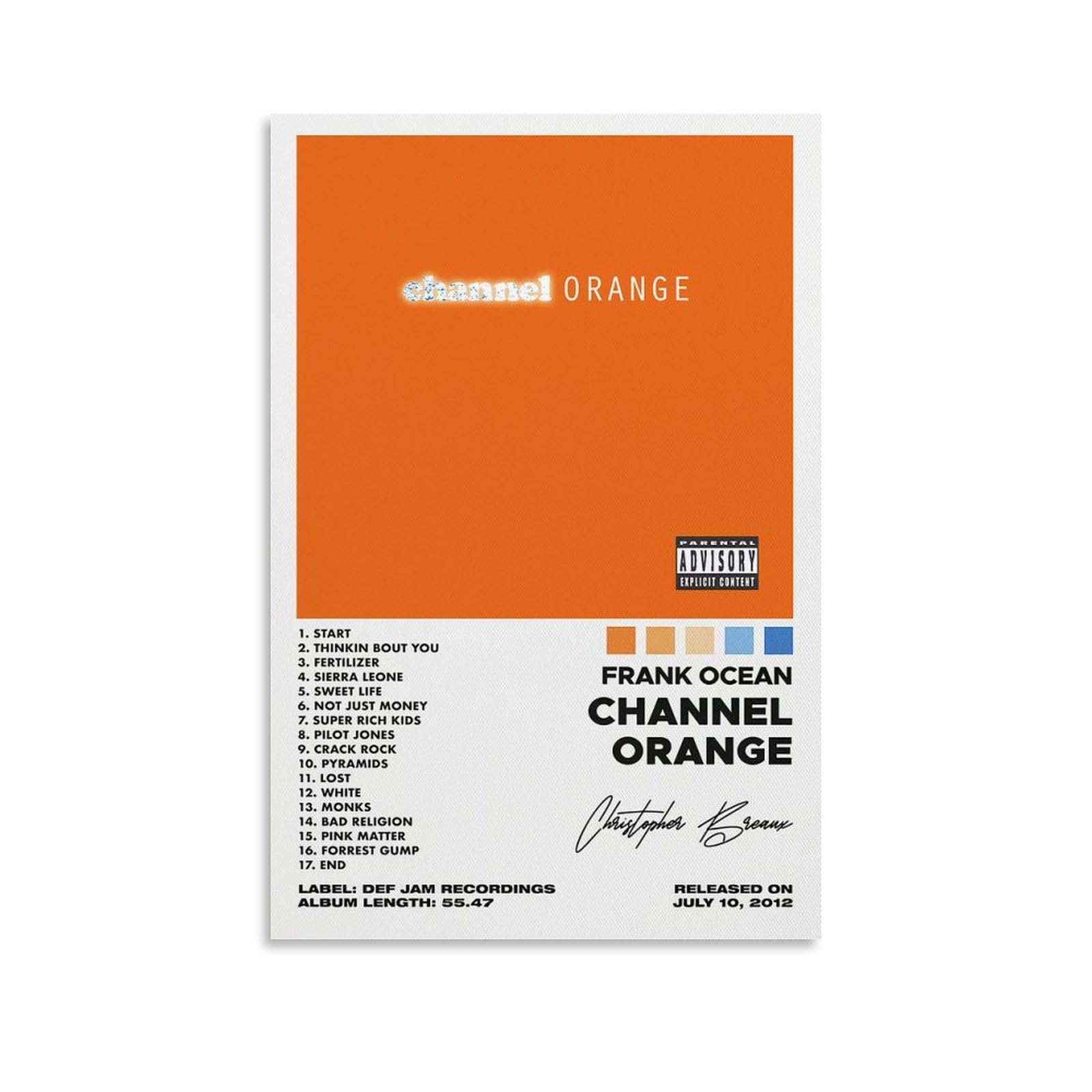 Amazon.com: KJV Frank Ocean Channel Orange Poster Album Cover Poster ...