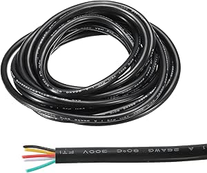 Amazon.co.jp: uxcell 26AWG電線 5導体 UL2464 LED電源照明ケーブル 錫メッキ銅 3 M 低電圧 PVCケース 柔軟な延長コード ブラック LEDストリップ ...