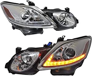 Amazon | 78WORKS LEXUS 19系 GS LED 流れるウインカー Lライン ヘッドライト V2 クロームタイプ | ヘッドライト本体 | 車＆バイク