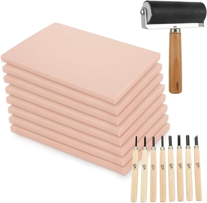 Amazon.com : FVIEXE 8PCS Linoleum Carving Blocks for Printmaking, 4x6 ...