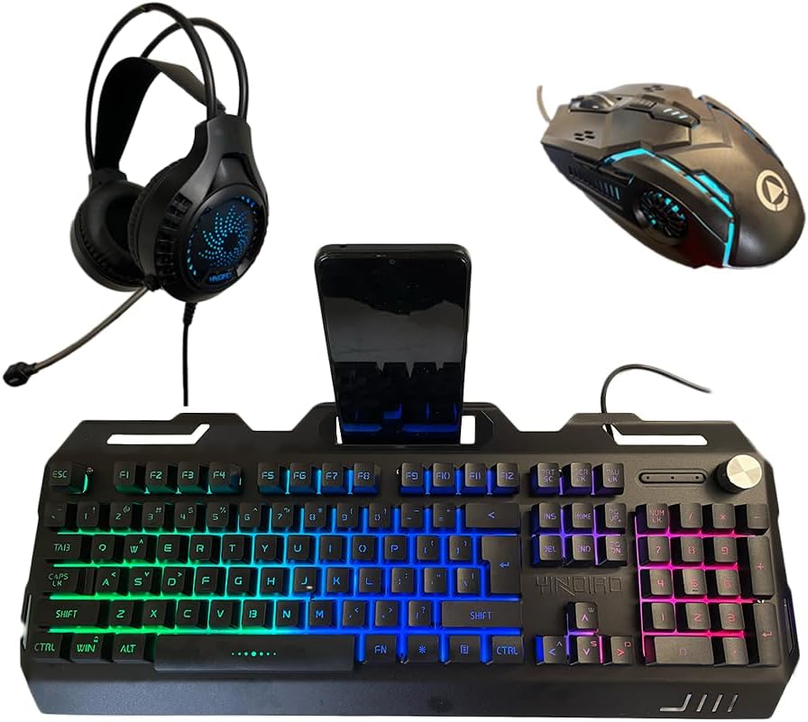 Gaming Mouse, Keyboard, Headset with Microphone Combo, Mechanical RGB ...