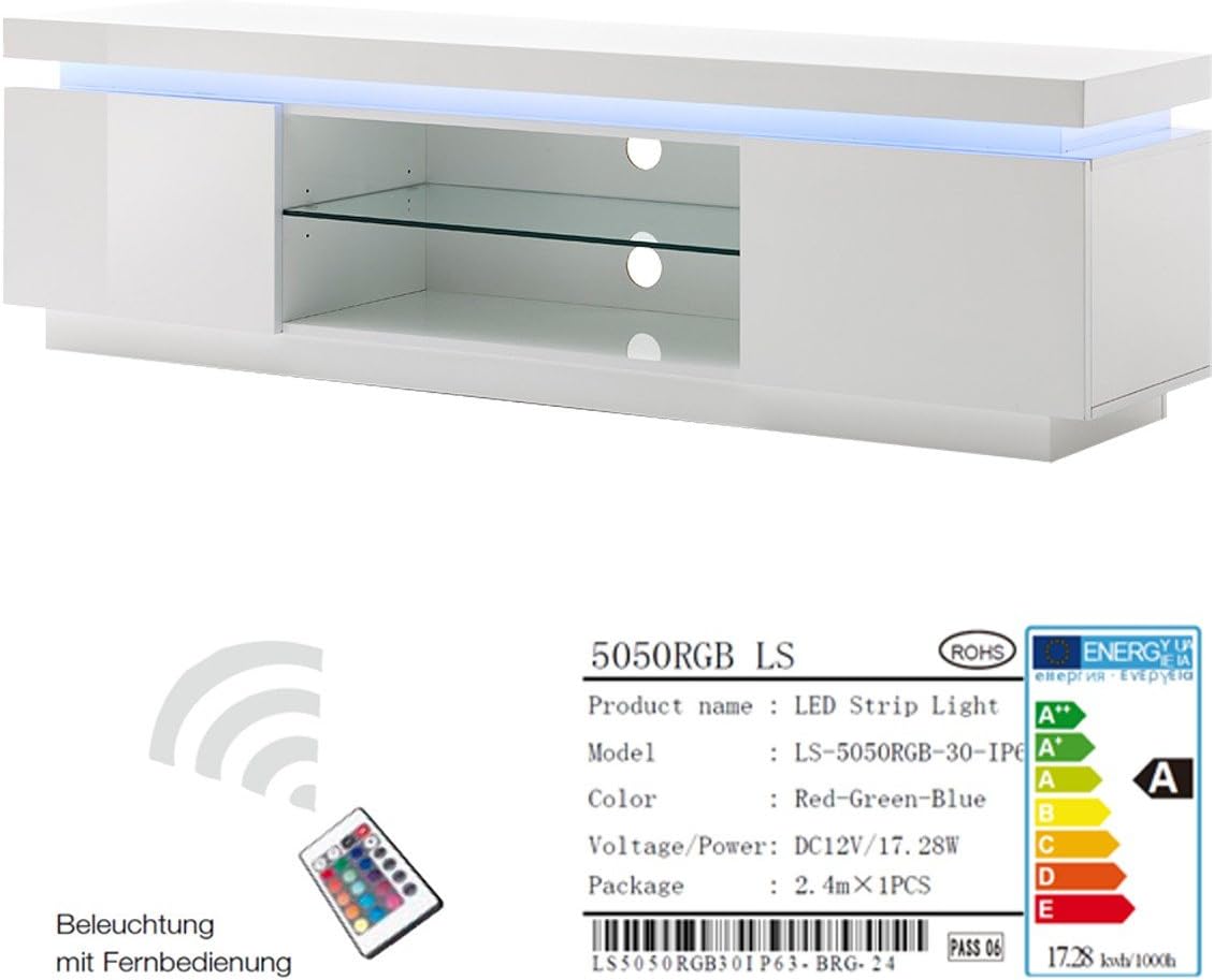 Amazon.com: Avanti II high gloss TV stand with RGB colour change LED ...