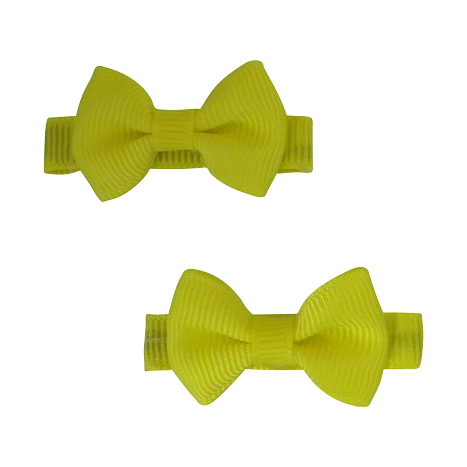 Amazon.com: Set of 2 Neon Yellow Mini Bows Clips for Babies or Toddlers ...