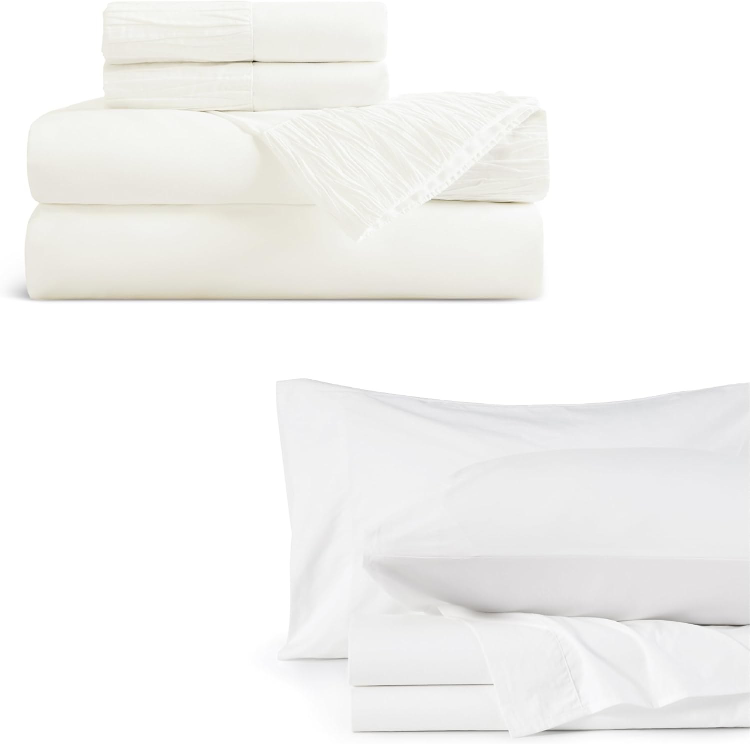 Amazon.com: Bedsure Full Size Sheet Sets Bundle 100% Cotton Sheets Full ...