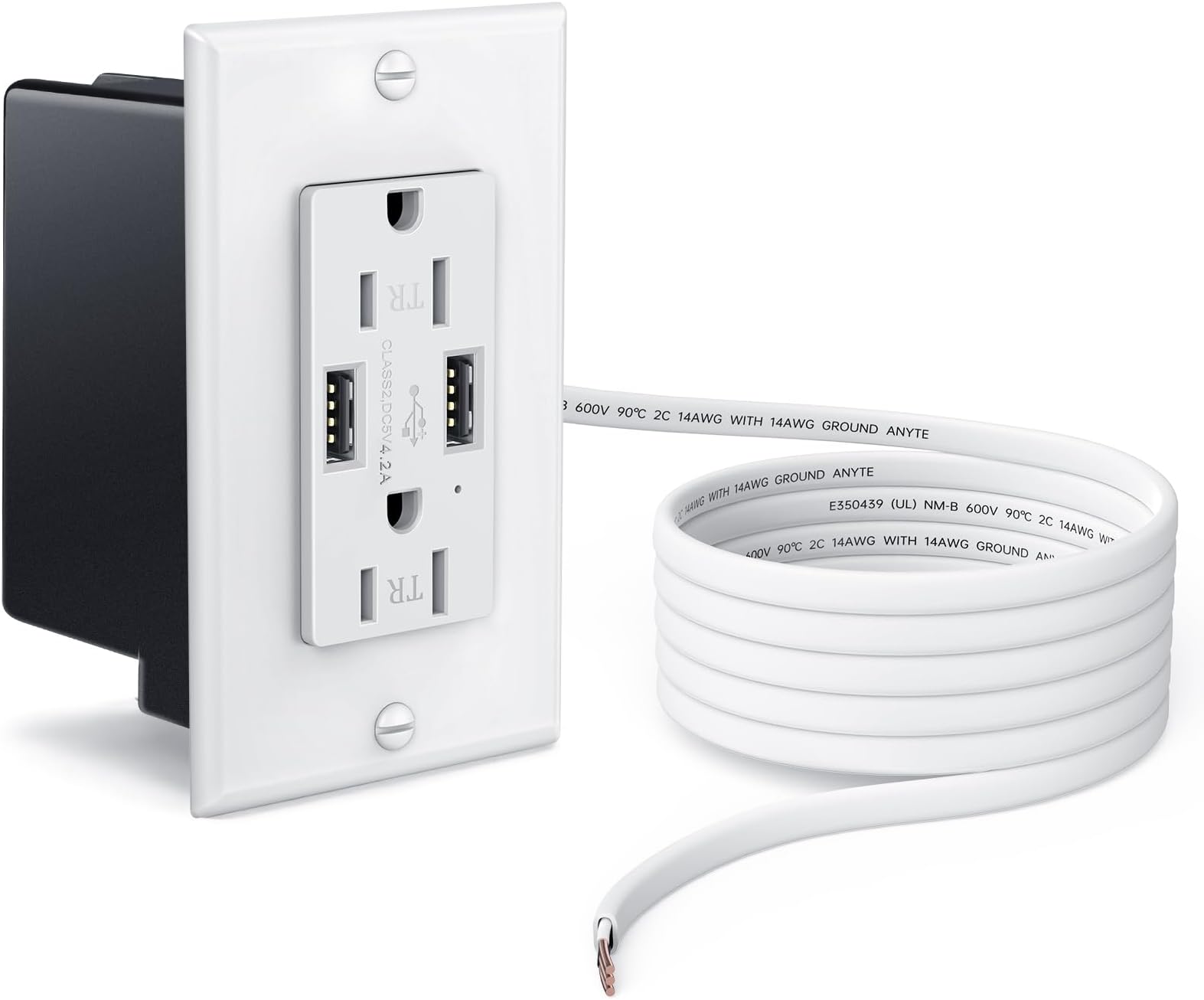 ELECPOW in Wall Outlet Relocation Kit with 2 AC Outlet & USB -A Ports ...
