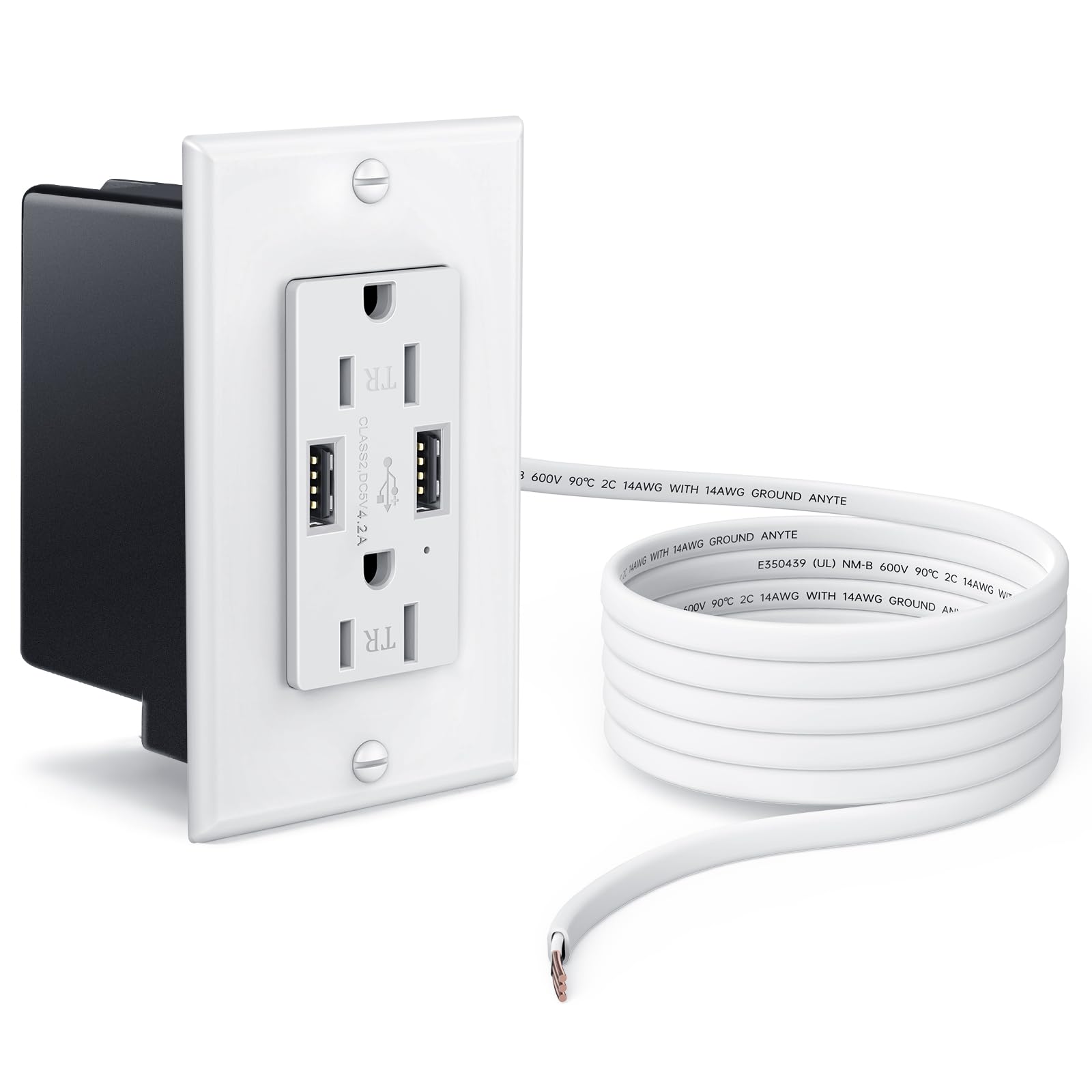 Amazon.com: ELECPOW in Wall Outlet Relocation Kit with 2 AC Outlet ...