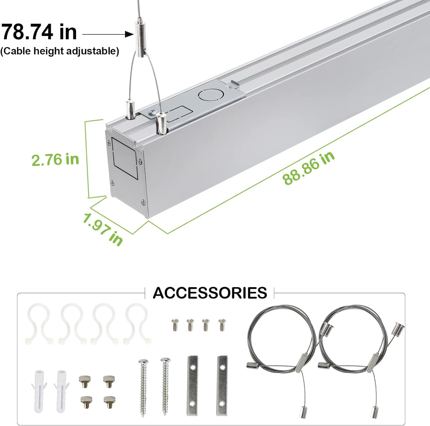 Snapklik.com : Hykolity 8FT Linkable LED Linear Light, 80W 9200lm 3000K ...