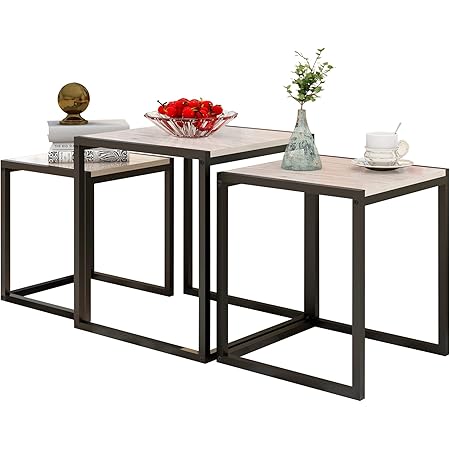 Amazon.com: mDesign Modern Nesting Tables, Stackable Nightstand, Side ...