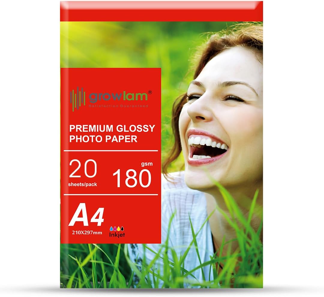 Growlam Premium Glossy Photo Paper 180 GSM 20 SHEETS : Amazon.in ...