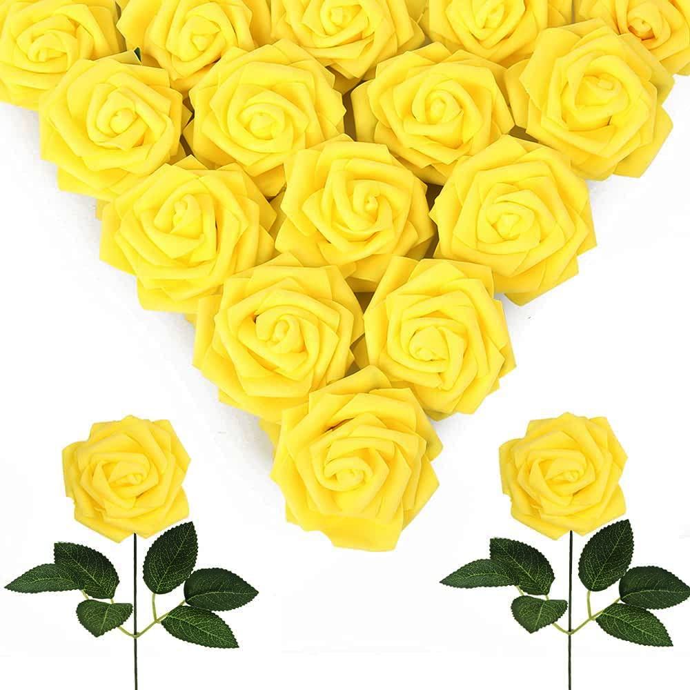 Yellow Rose Flowers White Background