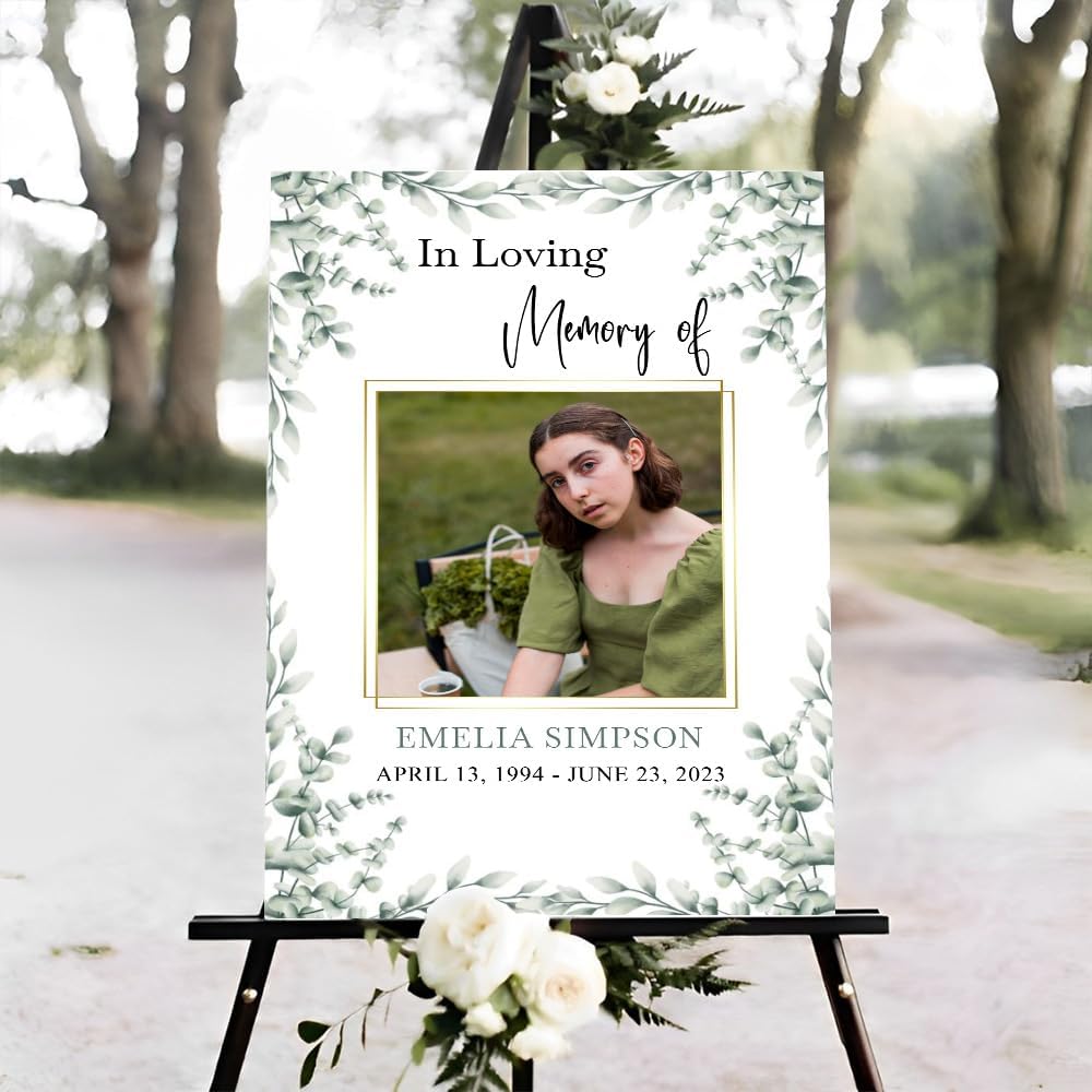 Amazon.com : Editable Funeral Welcome Sign, In Memory Of Sign, Birthday ...