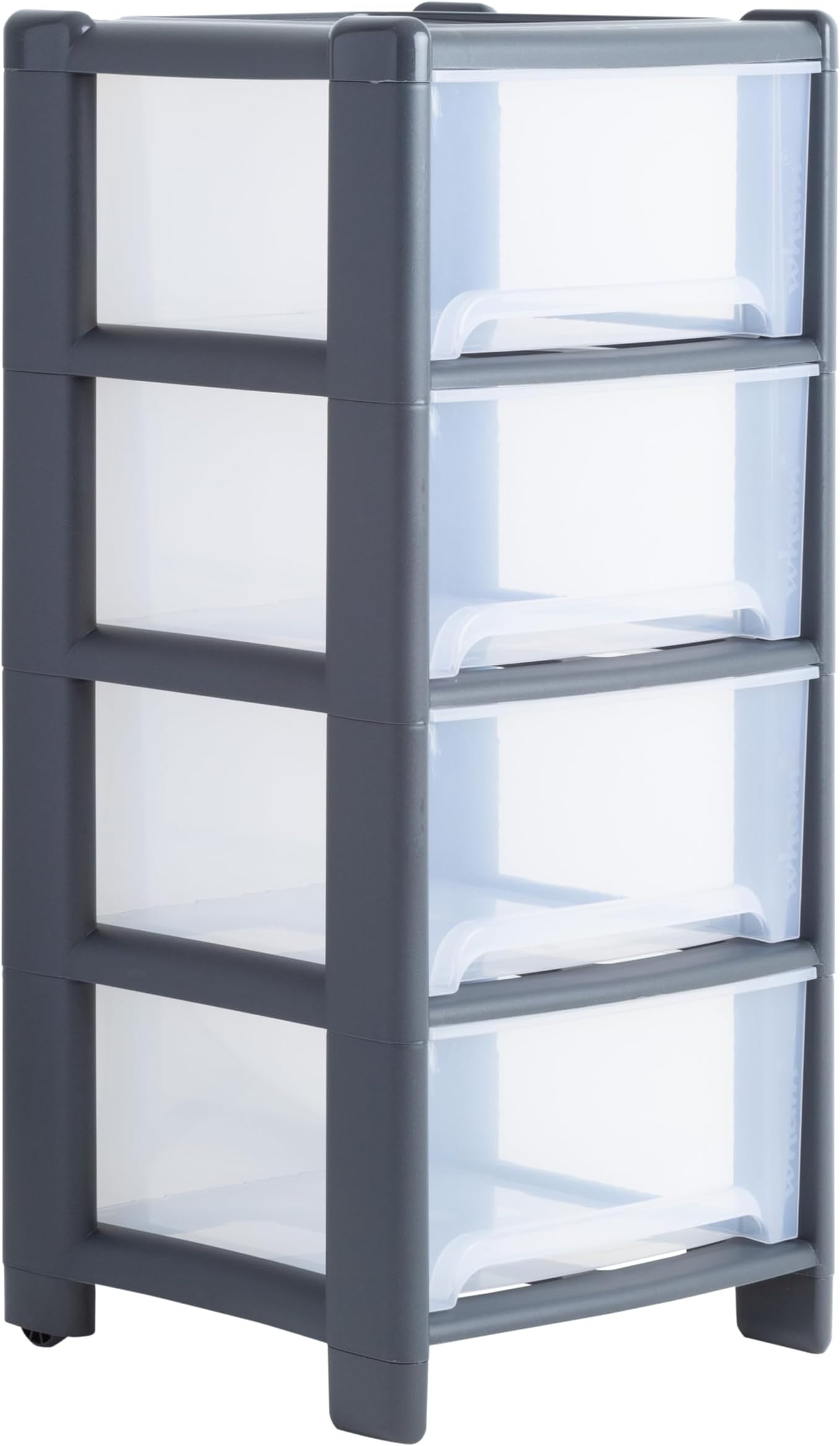 VTL® Large Black Plastic Storage Drawers Chest Unit Tower - 4 Tier ...