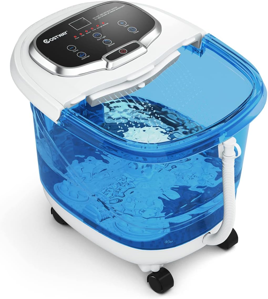 COSTWAY Foot Spa Bath Massager, Rolling Electric Pedicure Footbath with ...
