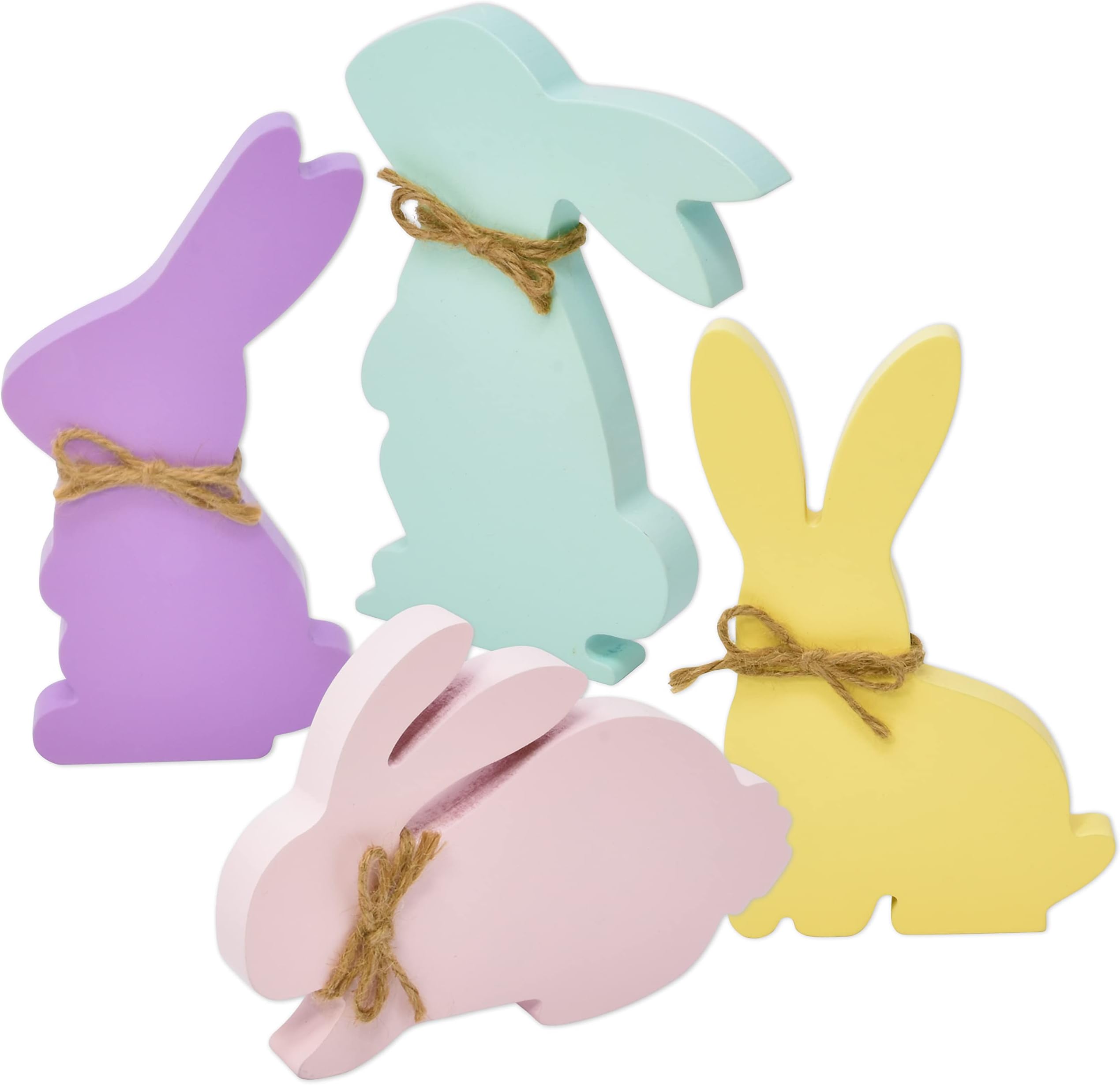 Amazon.com: 6Pcs Easter Bunny Decorations, Wooden Rabbit Egg Shaped ...