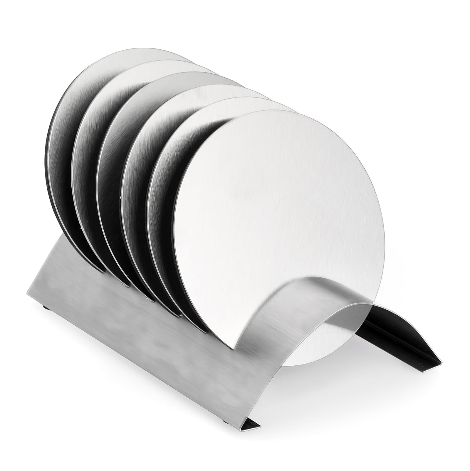 Amazon.com: JUXYES Set of 6 Stainless Steel Round Coasters with Holder ...
