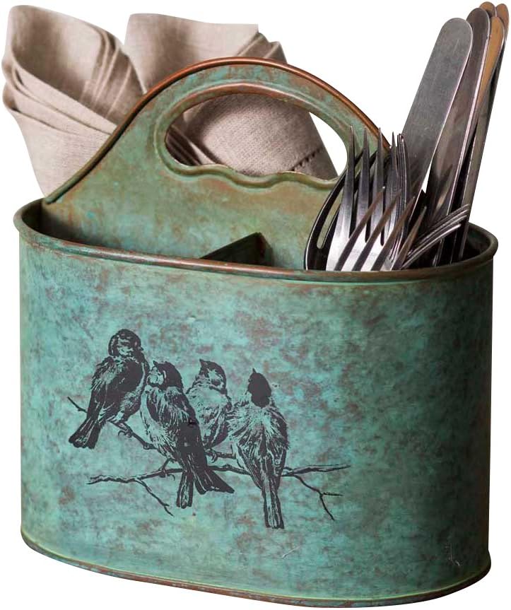 Amazon.com - Colonial Tin Works Songbirds Metal Divided Kitchen Caddy green
