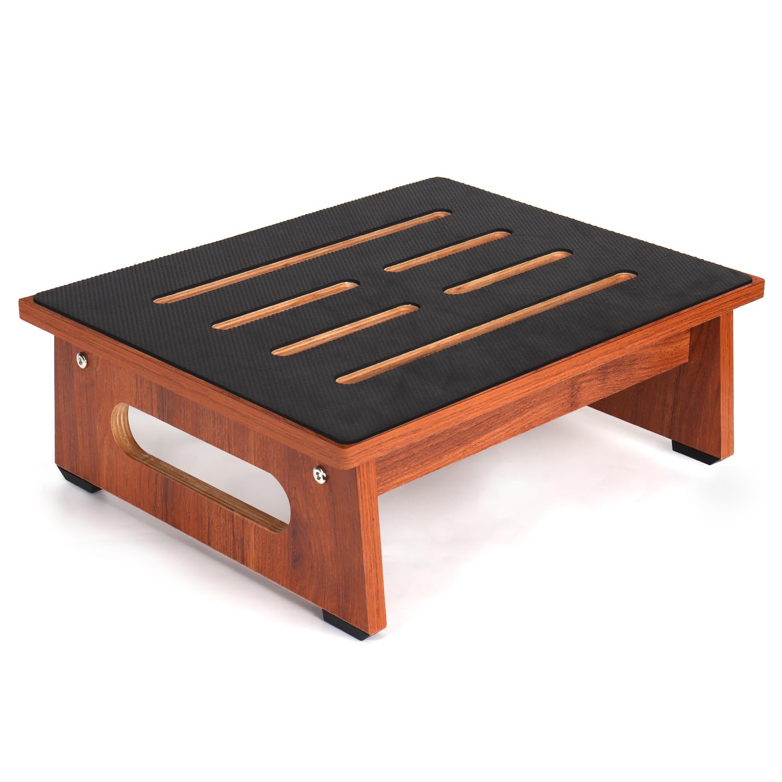 A wooden step stool 5.5 in for adults and seniors with non-slip rubber ...