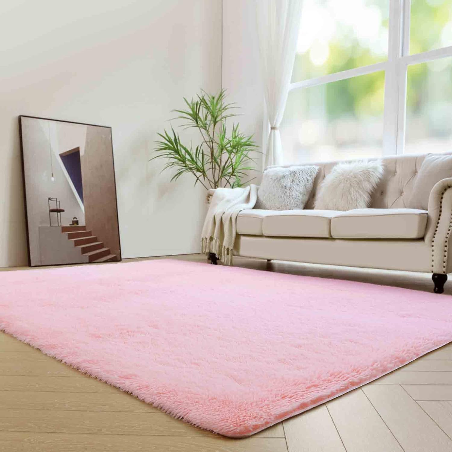 Amazon.com: duduta Pink Soft Fluffy Rug 5x8 ft, Shag Fuzzy Plush ...