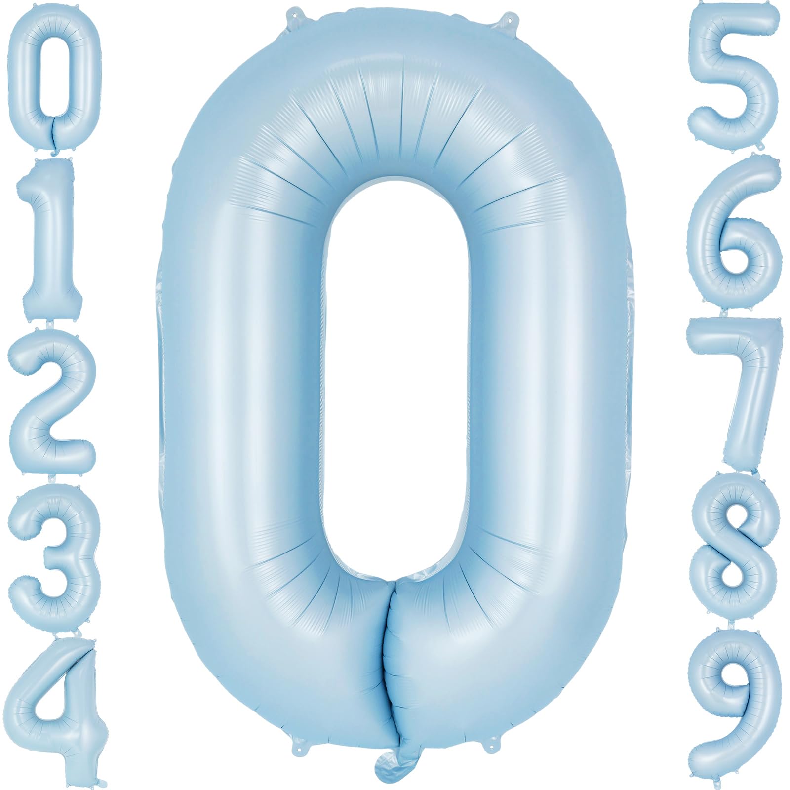 Amazon.com: Light Blue Number 0 Balloon, 40 Inch Big Large Foil Number ...