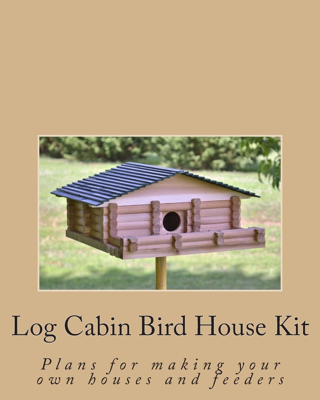 Homemade Bird House Plans Log Cabin Handmade Wooden Red Roof Birdhouse