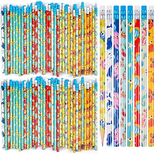 Amazon.com : 72 Pieces Shark Sea Pencils with Eraser, Under The Sea ...