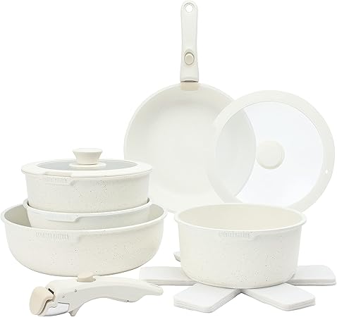 Amazon.com: Country Kitchen Cookware Set with Removable Handle, Oven ...