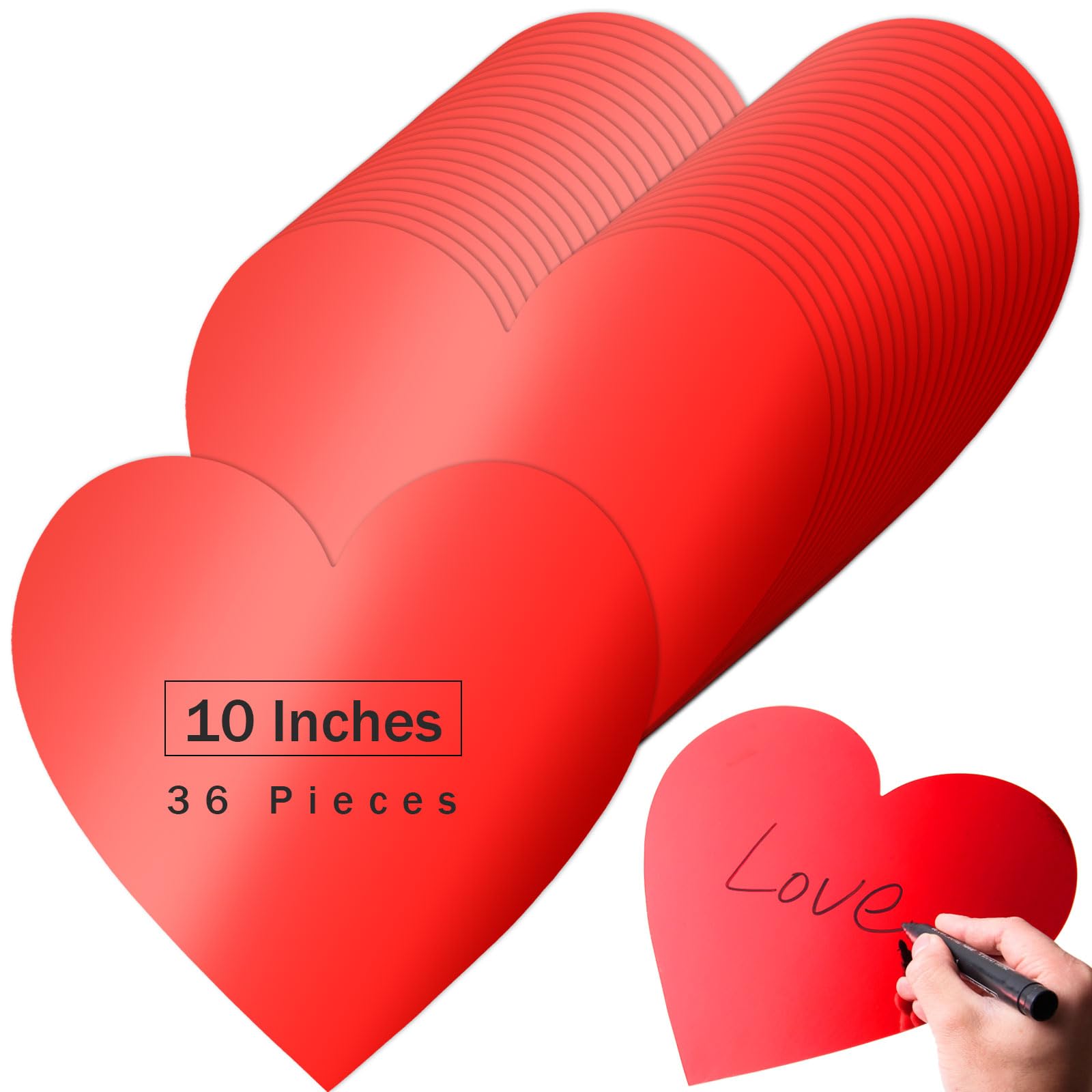 Amazon.com: MixTeach 36 Pcs Large Heart Cutouts 10 Inch Valentine’s Day ...