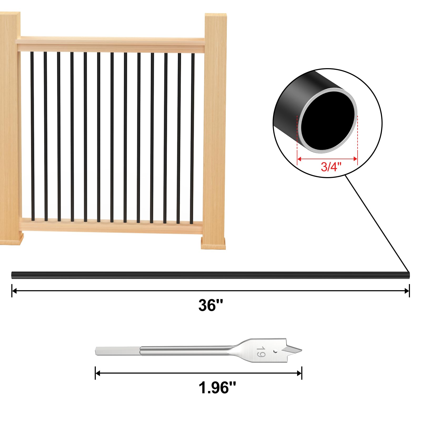 Snapklik.com : 36" Deck Balusters 50 Pack 3/4" Staircase Baluster ...