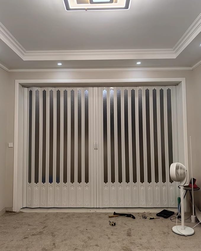 Concertina Door Double Accordion Sliding Door with Frosted Acrylic ...